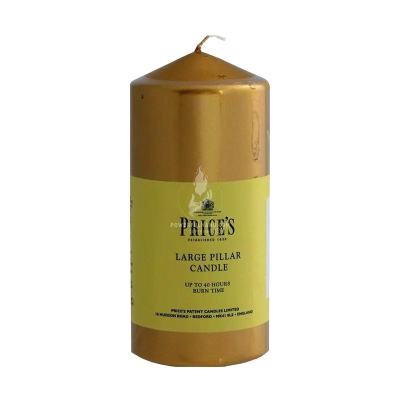 Prices Gold Large Metallic Pillar Candle – Powerfulhand.com